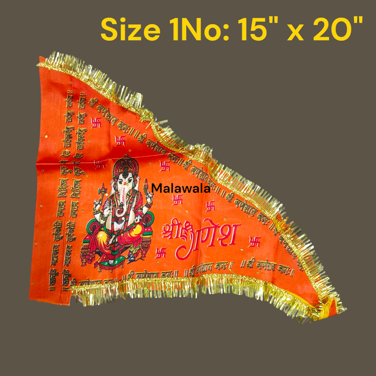 Ganesh Ji Flag | Orange & Yellow Ganpati Jhanda – Malawala