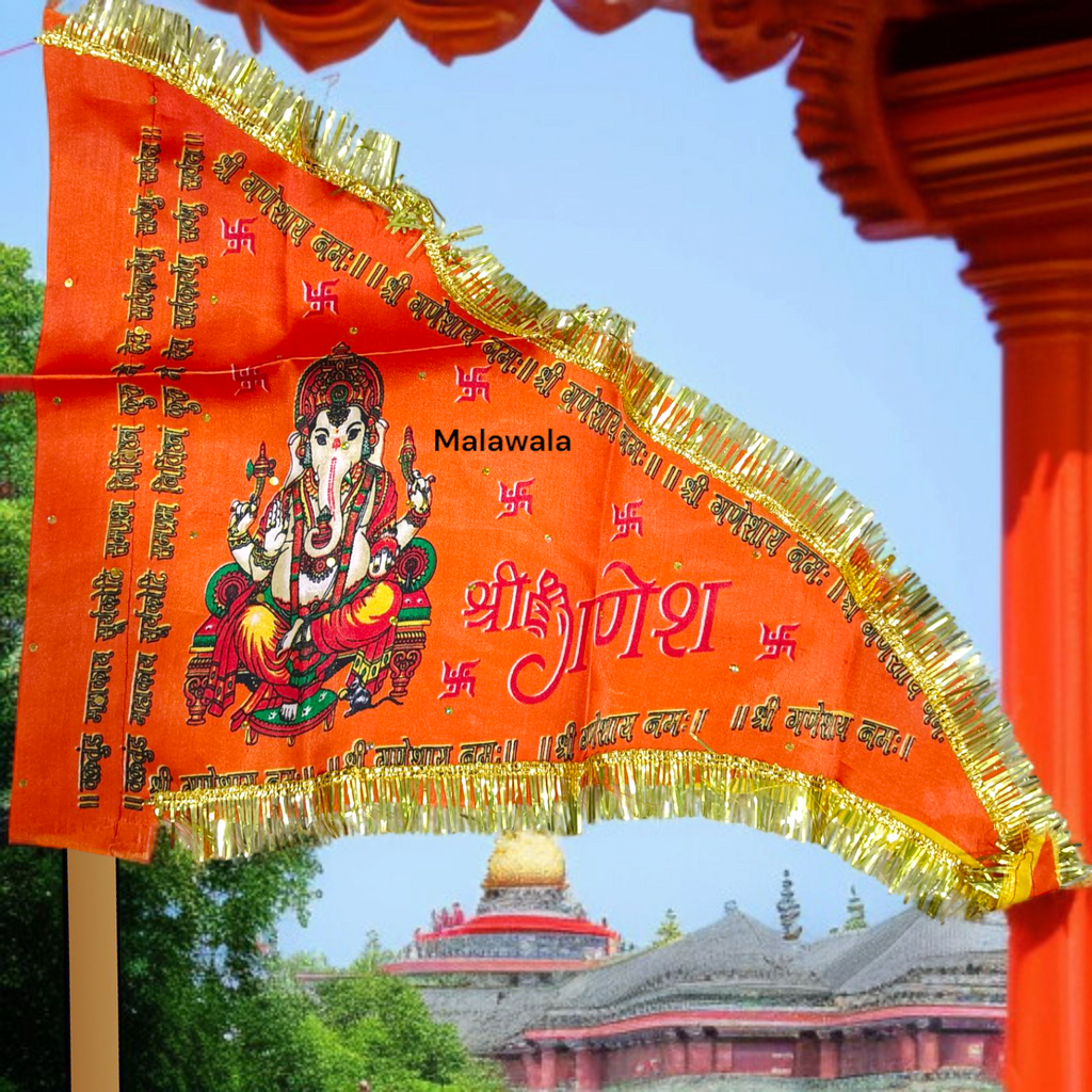 Ganesh Ji Flag | Orange & Yellow Ganpati Jhanda – Malawala