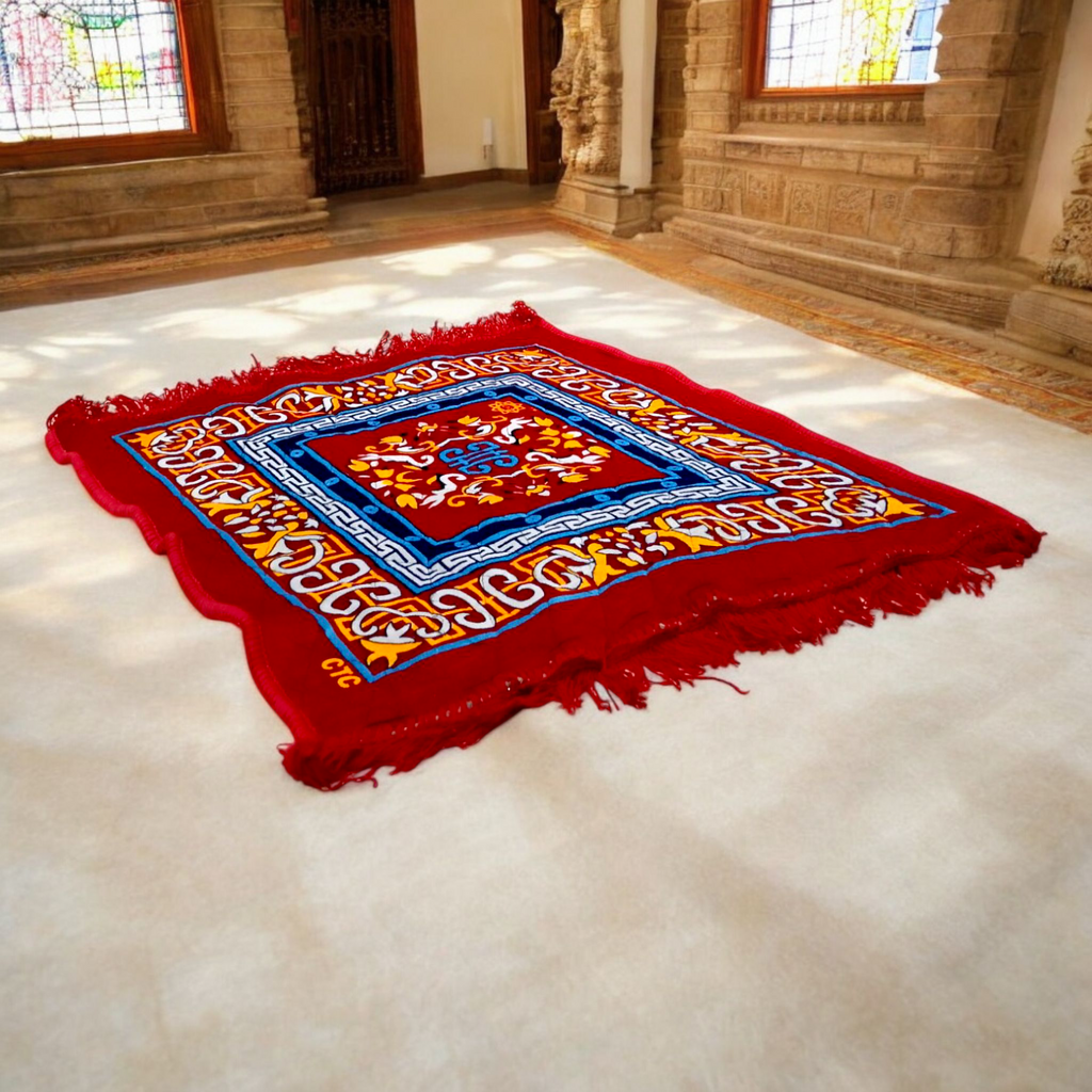Red Pooja Aasan 2x2 Feet by Malawala